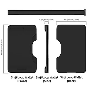 Sinjimoru Silicone Card Holder with Loop, Finger Grip Strap for iPhone, Samsung Galaxy and Android Cell Phones - ID Credit Card Wallet Sleeve for Phone Cases. Sinji Loop Wallet Black 230