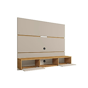 Manhattan Comfort Vernon 62" Floating Entertainment Center, Wall Mounted TV Stand for 55'' Television with Concealed & Open Storage, Hole for Cable Management, Off-White and Cinnamon