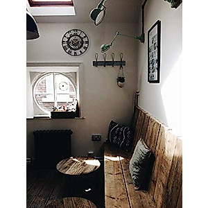 Infinity Instruments LTD. Roman Gear 15 inch Decorative Steampunk Industrial Exposed Gear Living Room Wall Clock Home Decor Designer Battery Operated (Black)