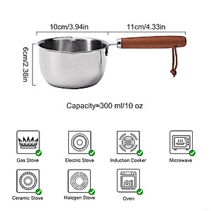 Coffee and Butter Warmer,Milk Pot,Stainless Steel Hot Oil Pan, Hot Sauce Small Pot Cooking, Butter Melting Pot With Handle, Sauce Serving Pots(300ml)