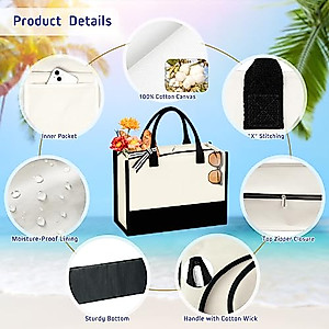 AUNOOL Bulk Tote Bag for Women, Sets of 6 Plain Canvas Bag with Pocket and Zipper, Personalized Gifts for Women Grandma Friend Sister, Bride to be Gifts