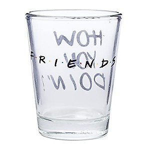 Silver Buffalo Friends Iconic Quotes Only 4 Pack Mini Glasses, 1.5 Ounces