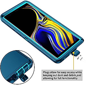 Regsun for Galaxy Note 9 Case,Shockproof 3-Layer Full Body Protection [Without Screen Protector] Rugged Heavy Duty High Impact Hard Cover Case for Samsung Galaxy Note 9,Turquoise