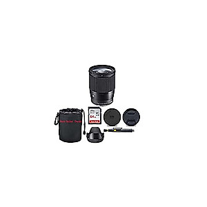 Sigma 16mm f/1.4 DC DN Contemporary Lens for Sony with 64GB Memory SD Card and Accessory Bundle