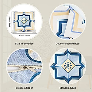 Basic Model Outdoor Waterproof Throw Pillow Covers 18x18 Inch Set of 4, Decorative Floral Cushion Covers for Couch Garden Patio Furniture