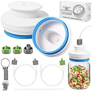 Jar Sealer Kits for FoodSaver Vacuum Sealer - Upgrade Canning Sealer Set with Hoses for Mason Jars with Regular and Wide Mouth, Additional Connectors Compatible with All FoodSaver Sealers (White)