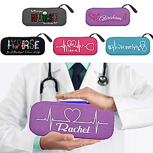 Nurses Week Gift Personalized Stethoscope Case Custom Nurse Name Stethoscope Holder Case Customized Name Lightweight Hard Carrying Storage Bag with Pocket for Nurse Doctor Medical Assistant