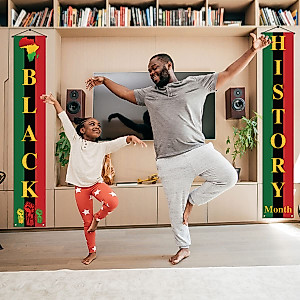 Pudodo Black History Month Porch Banner African American February Festival Holiday Front Door Sign Wall Hanging Party Decoration