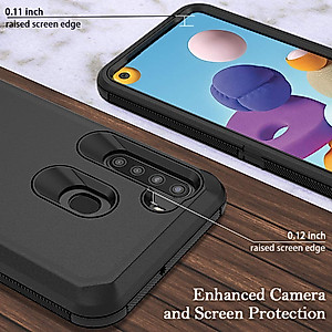 TASHHAR Phone Case for Samsung Galaxy A21 Phone, Heavy Duty Hard Shockproof Armor Protector Case Cover with Belt Clip Holster for Samsung A21 (Black)