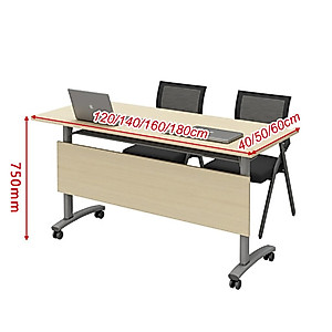 Flip Top Mobile Training Table, Foldable Computer Table for Conference Rooms,Training,Media Centers,Classrooms,(Excluding Chairs) (Color : A, Size : 120 * 50 * 75cm)