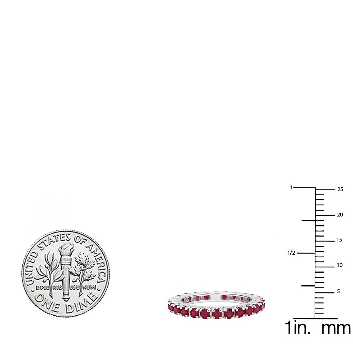 Dazzlingrock Collection 1.80 Carat (ctw) 10K Round Ruby Ladies Eternity Wedding Stackable Band 1 3/4 CT, White Gold, Size 7