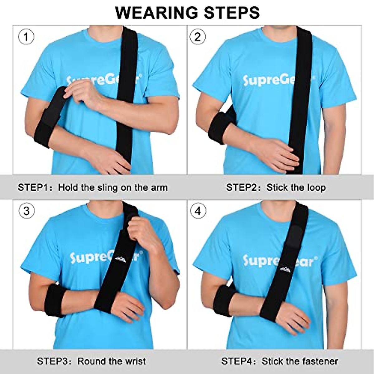 supregear Arm Sling, Adjustable Arm Support Strap, Lightweight Shoulder Immobilizer for Injured Arm Elbow, Broken Collarbone, Torn Rotator Cuff, Dislocation or AC Separation, Left Right, Men Women