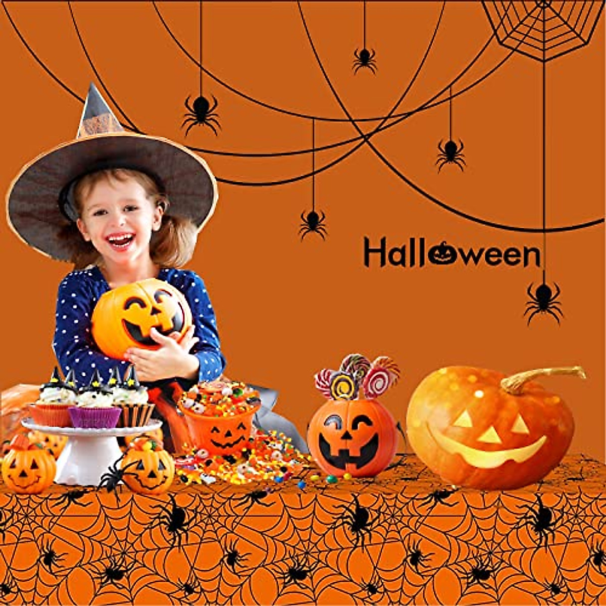 UOMNICUE Christmas Tablecloth 54 X 108Inch,Disposable Plastic Red White Christmas Trees Snowflakes Table Cover Christmas Theme Tablecloth for Christmas Holiday Party Decorations (3, Spider Web)