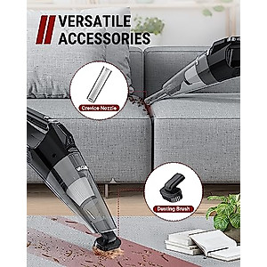VacLife Handheld Vacuum - High Power Car Vacuum Cordless Rechargeable with Multipurpose Nozzles, Lightweight Mini Vacuum with LED Light, Portable Vacuum Cleaner for Home, Silver&Black (VL756)