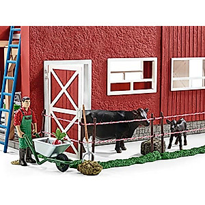 Schleich Red Barn Playset with Cows, Farmer, Tractor, and Farm Life Accessories - 27-Piece Set for Kids Ages 3+