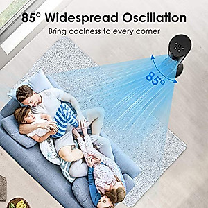 Bladeless Tower Fan - 43” 85°Oscillating Fan with Remote Control , LED Display, 3 Mode& 3 Speed 12 Hours Timer Quiet and Compact Vertical Fan, Safe for Kids and Pets, Home, Office use -5314 black