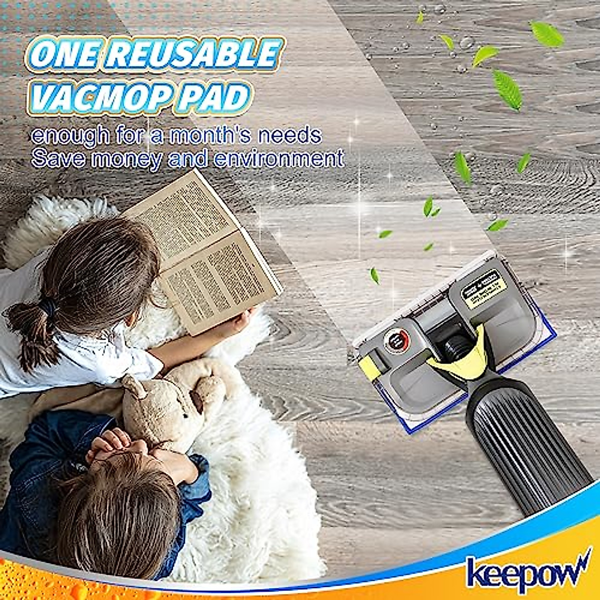 KEEPOW 12 Pack Reusable Mop Pads Refills for Shark Vacmop Replacement Pads Compare to Shark Vacmop Disposable Hard Floor Pads