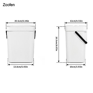 Zoofen 3L Hanging Small Trash Cans with Lid 0.8 Gallon Mini Countertop Compost Bins Plastic Food Waste Bins with Handle for Kitchen, Bathroom, RV
