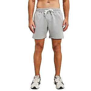 NIMENJOJA Mens 5.5" Athletic Gym Shorts Cotton Jogger Workout Lounge Jersey Zipper Pocket Sweat Shorts Grey