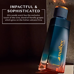 Malbec Flame Eau De Toilette by O Boticário, Cologne For Men, French Oak Barrel-Aged Red Wine & Woody Nerello Grape Scent, 3.4 Ounce