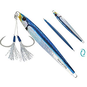OCEAN CAT Slow Pitch Jig Flat Fall Jigging Fishing Lures Vertical Jigs Jigging Baits with Assist Slow Pitch Jig Hook for Saltwater Fishing 60G/100G/150G/200G/250G (40G, Style-10: Black&Silver Color)