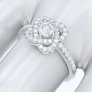 PRSTANI 10K White Gold Genuine Moissanite Love Joining Interlocking Hearts Ring Promise Ring (11)