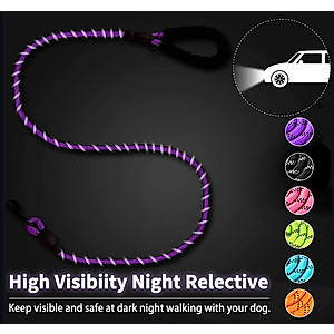 COOYOO 2 Pack Dog Leash 6 FT Heavy Duty - Comfortable Padded Handle - Reflective Dog Leash for Medium Large Dogs with Collapsible Pet Bowl Set 3-Black+Purple