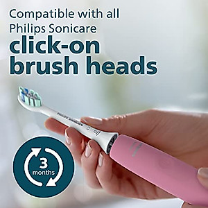 Philips Sonicare 4100 Rechargeable Electric Toothbrush, with Pressure Sensor, 2 Intensity Settings, SmarTimer and QuadPacer, 14-Day Battery Life, Deep Pink, Model HX3681/26