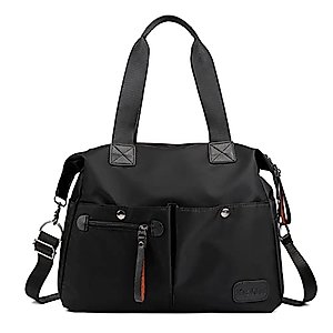 CORIOS Women Shoulder Bag Nylon Handbag Casual Top Handle Bag Multi Pocket Crossbody Bag Waterproof Messenger Bag Lightweight Tote Bag Hobo Bag for Shopping Work Party Travel School Black