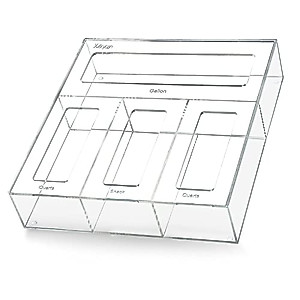 Xverycan Acrylic Ziplock Bag Storage Organizer, Clear Food Baggie Organizer Dispenser for Kitchen Drawer, Gallon, Quart, Sandwich, Snack, Freezer, Slider Bags (Drag to Open)