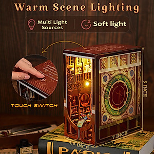 MiniCity Book Nook Kit, DIY Miniature Dollhouse Booknook Kit, 3D Wooden Puzzle Bookend Bookshelf Insert Decor with LED Light for Teens and Adults (Roaring Twenties Speakeasy)