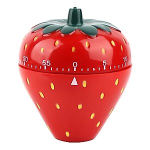 Strawberry Kitchen Timer, 60 Minutes Kitchen Mechanical Alarm Clock Reminder Alarm Sound Countdown Timer Cooking Steaming Manual Timer