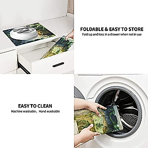 Gasse Printed Drying Mat For Kitchen Ultra Absorbent Microfiber Dishes Drainer Mats Non-Slip Silicone Quick Dry Pad - 18 X 16inch