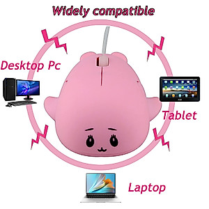 UGpine Cute Animal Baby Dolphin Shape USB Wired Mouse 1600 DPI Optical Mice Mini Small Kids Children Mice for PC Laptop Computer (Pink)