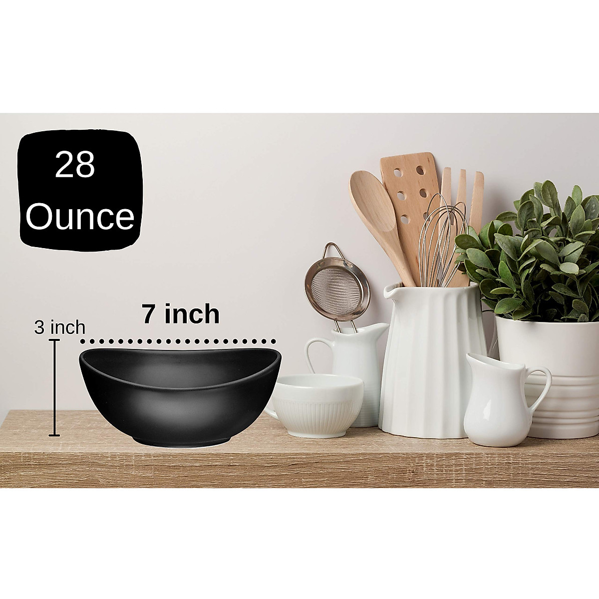 Bruntmor 26 Oz white Porcelin Ceramic Square Soup Bowls Set of 6, Large White Soup Bowls For Kitchen, Side Dish, Soup, Cereal,ice ice cream and Salad, Perfect for Christmas eve