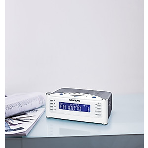 Sangean All in One Weather Atomic AM/FM Dual Alarm Clock Radio with Large Easy to Read Backlit LCD Display