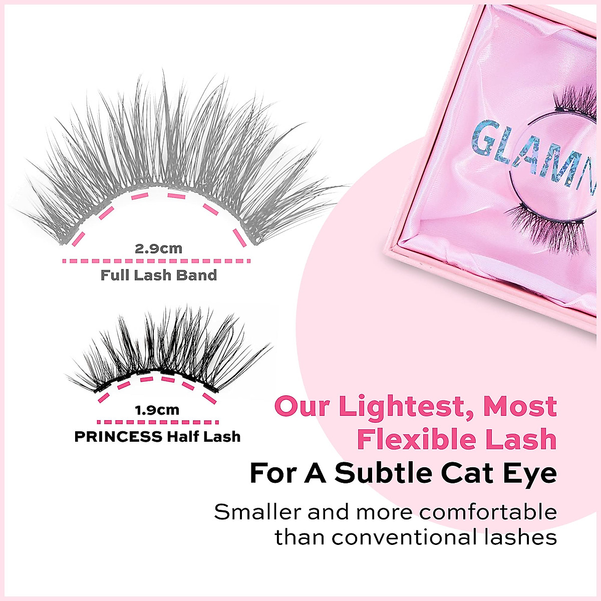 Glamnetic Magnetic Half Lashes Bundle - Princess & Queen | Natural Looking, Short Cat Eye Flared, 6 Magnet Band, Reusable up to 60 Wears
