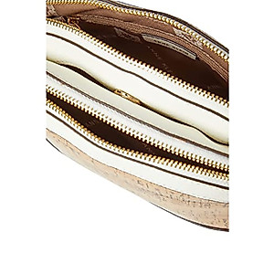 Anne Klein Triple Compartment Crossbody, Anne White/Cork