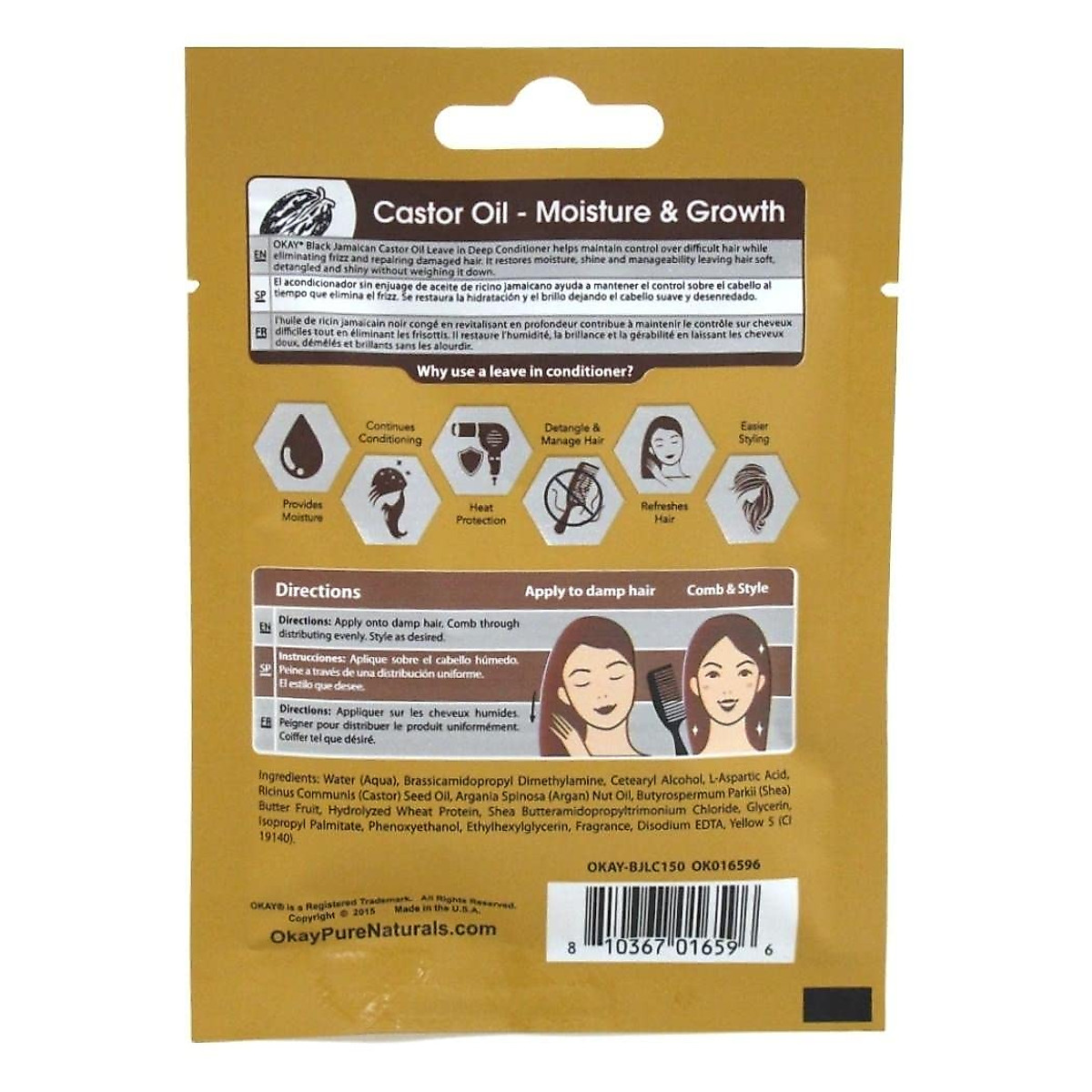 Okay Black Jamaican Castor Oil Leave-In Deep Conditioner 1.5 oz. 12-Count by Okay