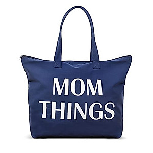 Ugiftcorner Baby Shower Gifts for Mom Tote Bag Mommy Bag for Hospital Mom Things Mom to Be Gifts Christmas Mothers Day Gifts for New Mom Canvas Shoulder Bag with Interior Pocket Cotton Navy Blue
