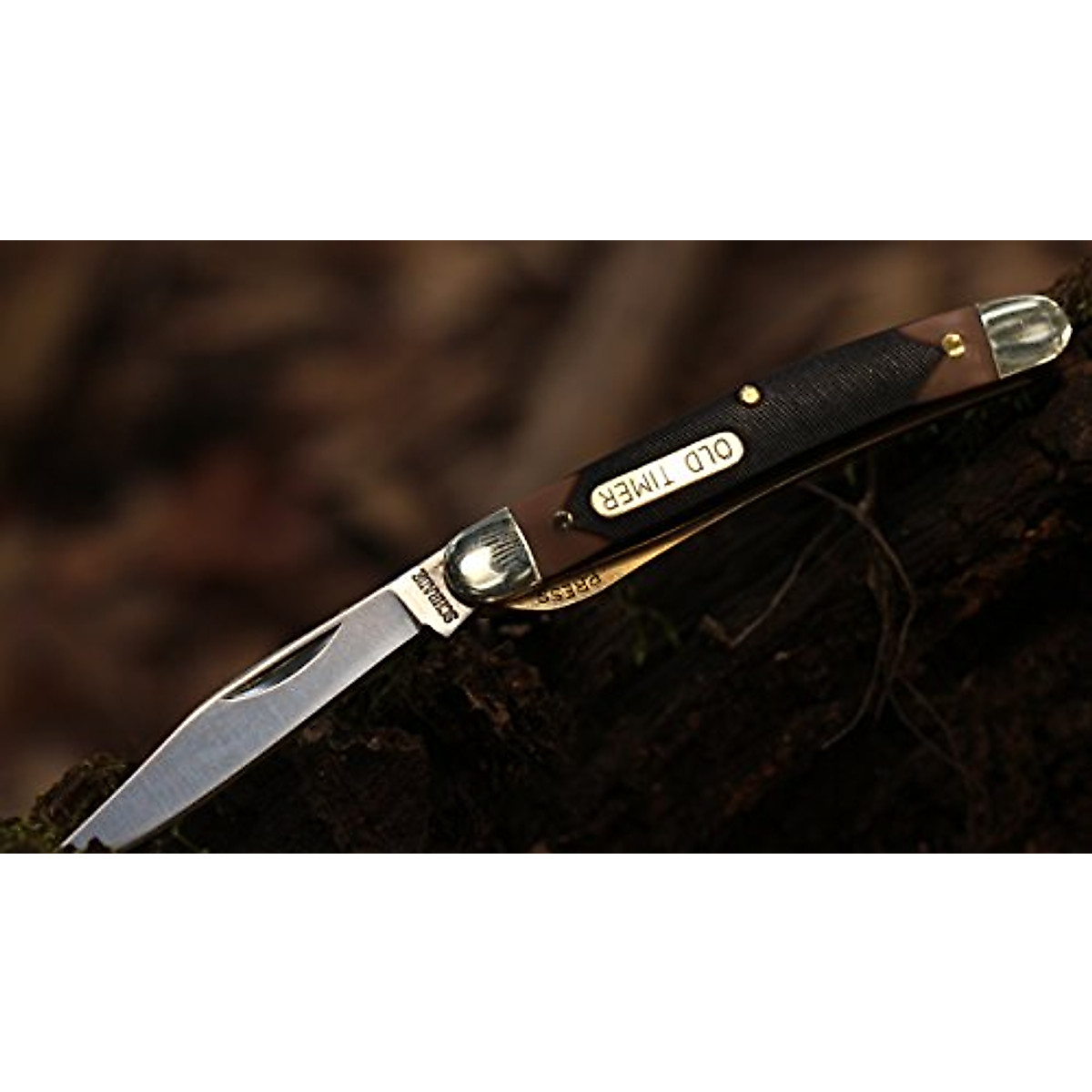 Old Timer 18OT Mighty Mite 4.7in Stainless Steel Traditional Folding Pocket Knife with 2in Clip Point Blade, Nickel Silver Bolsters, and Sawcut Handle for Whittling, Hunting, Camping, EDC, and Outdoor