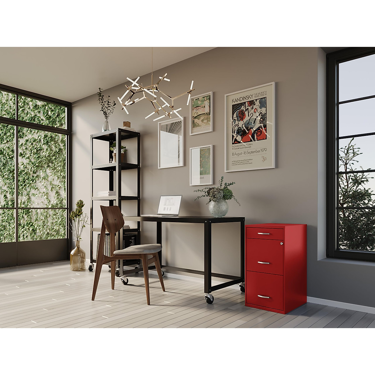 Hirsh Industries Space Solutions 18in Deep 3 Drawer Metal Organizer File Cabinet Red, Letter Size, Fully Assembled