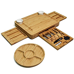 HEITICUP Large Charcuterie Boards and Knife Set, Bamboo Cheese Board Unique Christmas Gifts, House Warming Gifts, Wedding Registry Items Birthday Gifts for Women