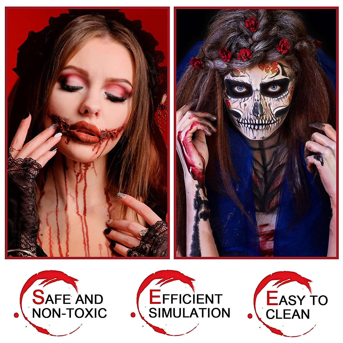 SFX Halloween Makeup Kit,Special Effects Scar Makeup Skin Wax with Spatula,Fake Blood Cream,Fake Blood Splatter Spray,Castor Oil,Black Stippling Sponge for Zombie Cosplay Makeup