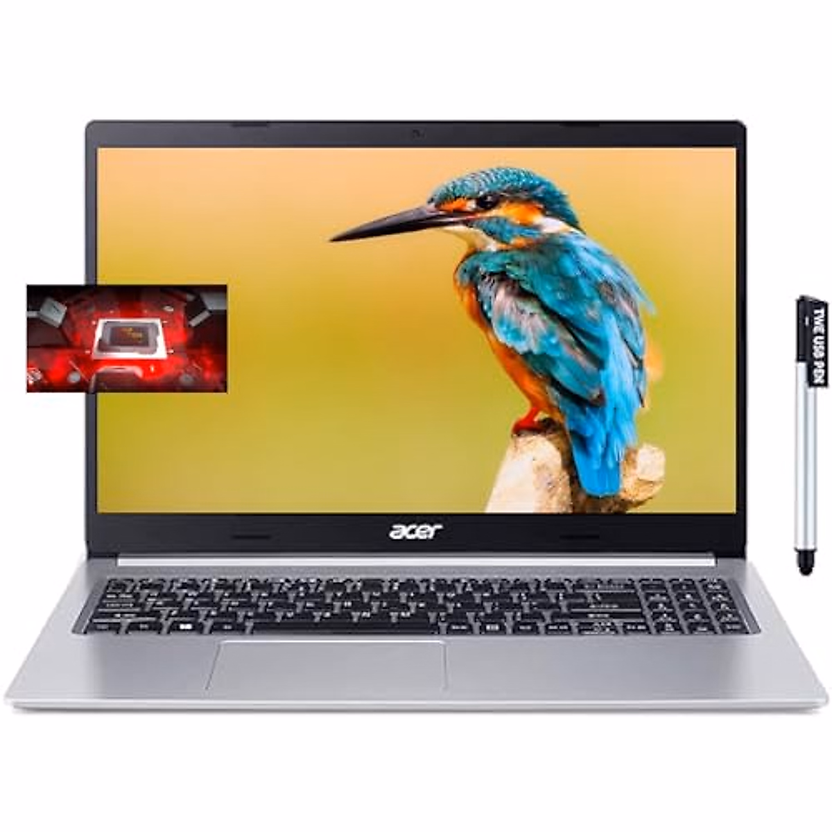acer Aspire 5 A515-45 Slim Laptop, 15.6" (1920x1080) FHD IPS Display, AMD Ryzen 5 5500U, 6-Core,AMD Radeon Graphics, 16GB RAM 512GB SSD, Windows 11 Home, TWE 16GB Pen