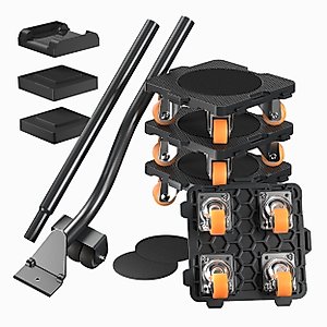 ONEON Furniture Movers with Wheels & Lifter Set, 360° Rotation Wheels Furniture Mover Dolly, 880 Lbs Capacity, for Moving Heavy Furniture, Refrigerator, Sofa, Cabinet