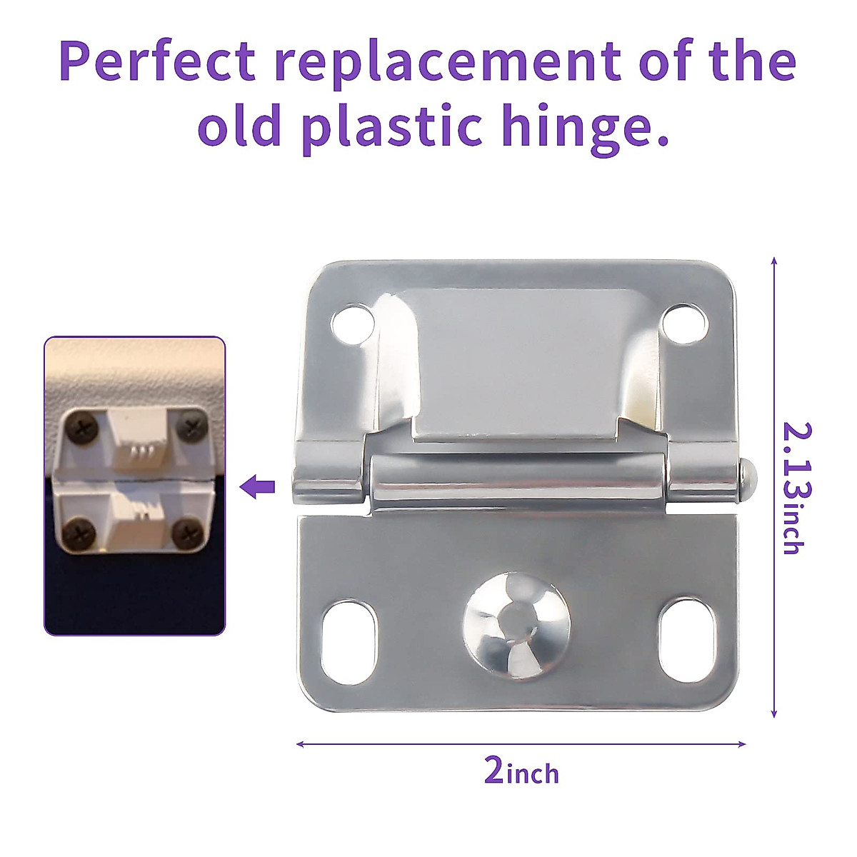 Cooler Stainless Steel Hinges with Screws Set Replacement -Compatible with Coleman Camping ice Chest Coolers Accessories 5235 6262 6270 (2 -Pack Stainless Steel Hinges)