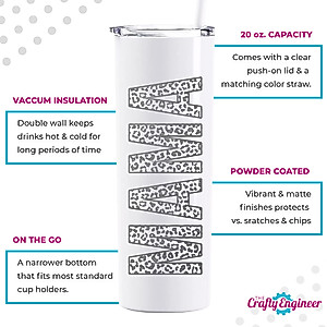 The Crafty Engineer (Matte Blush Leopard Print MAMA Tumbler - 20 oz Leopard Mama Tumbler - Laser Engraved Mama Print Leopard Design, Perfect Mom Gift, Travel Ready Insulated Tumbler with Straw