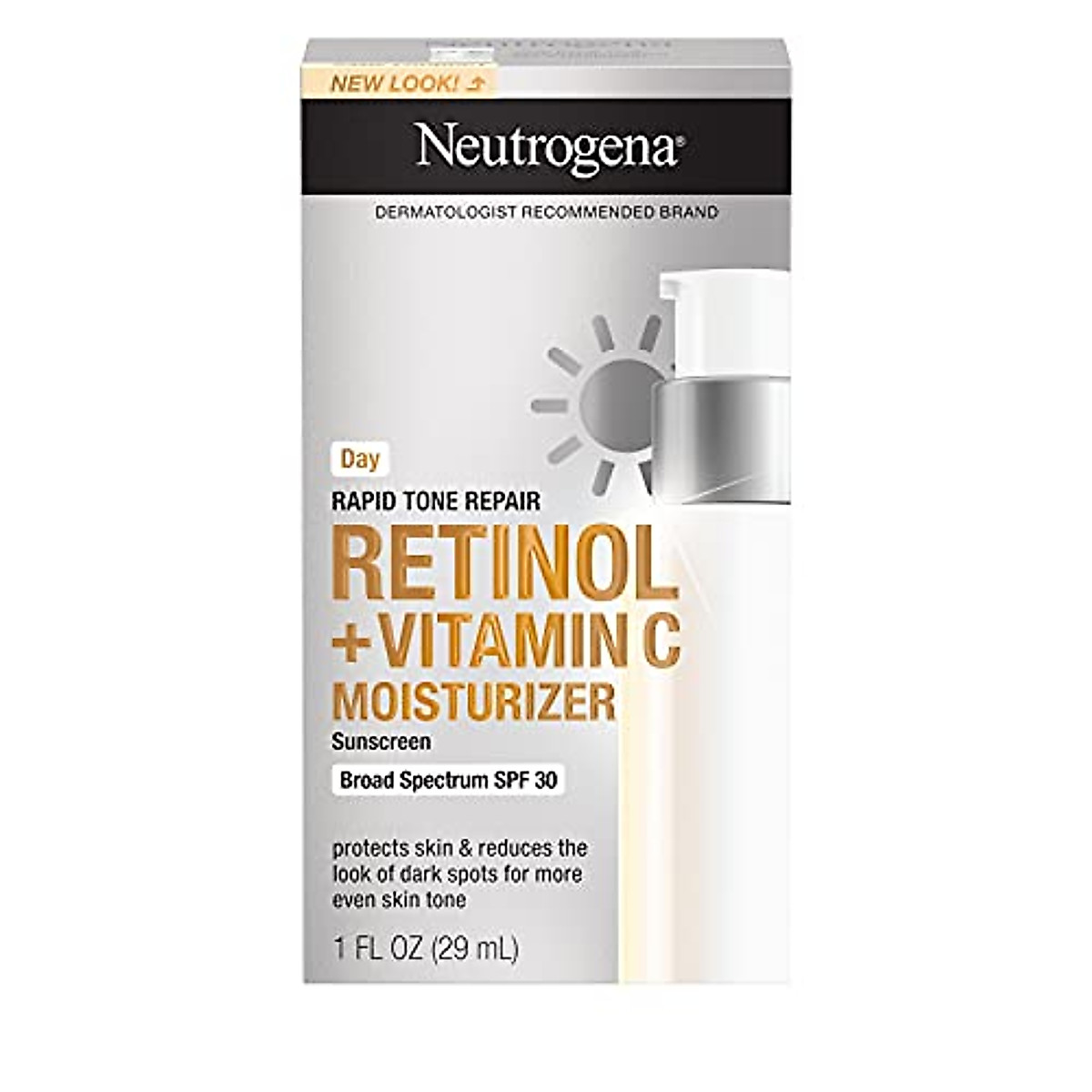 Neutrogena Rapid Tone Repair Retinol + Vitamin C Facial Moisturizer with Retinol, Vitamin C, Hyaluronic Acid & SPF 30 Sunscreen, Tone-Evening & Brightening Face Cream, 1 fl. oz