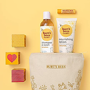 Burt's Bees Baby & Mom Gift Set Joyful Moments with 3 Gentle Skin and Hair Care Products: Baby Shampoo and Wash, Baby Lotion, and Moms Bees Beeswax Natural Lip Balm